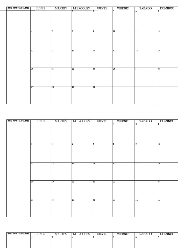 Calendario de Programacion | Descargar gratis PDF | Calendario