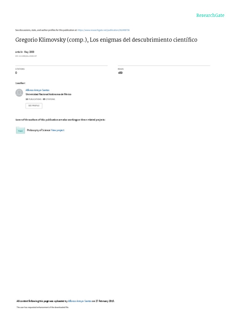 Gregorio Klimovsky Comp Los Enigmas Del Descubrimi | PDF | Platón | Conocimiento