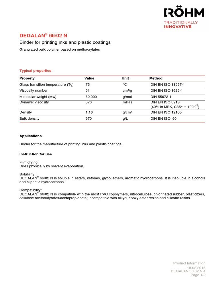 DEGALAN 66 02 N e | PDF | Plastic | Epoxy