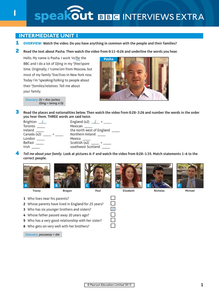 Speakout Intermediate, 2nd. BBC Interviews-Worksheets | PDF | Communication | News