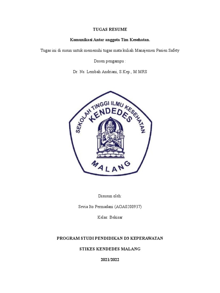 Komunikasi Antara Anggota Tim Kesehatan | PDF