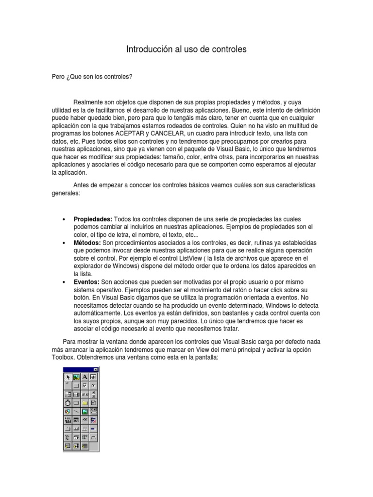 Guía de Controles en Visual Basic | PDF | Ventana (informática) | Software de la aplicacion