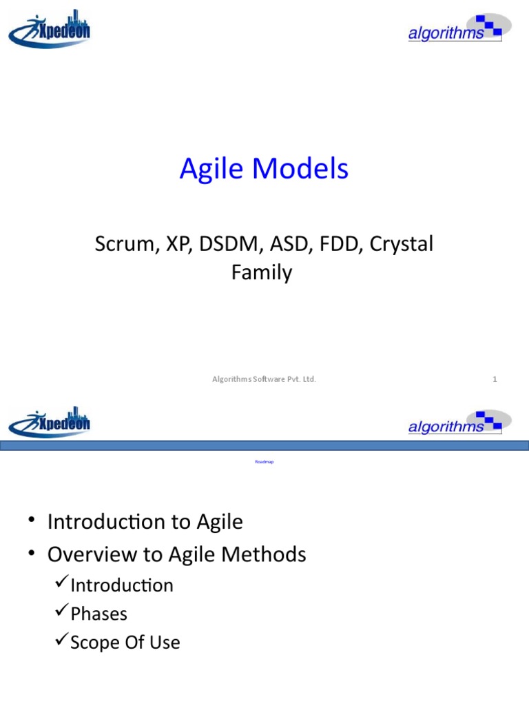 Agile Models: Scrum, XP, DSDM, ASD, FDD, Crystal Family | PDF | Agile ...
