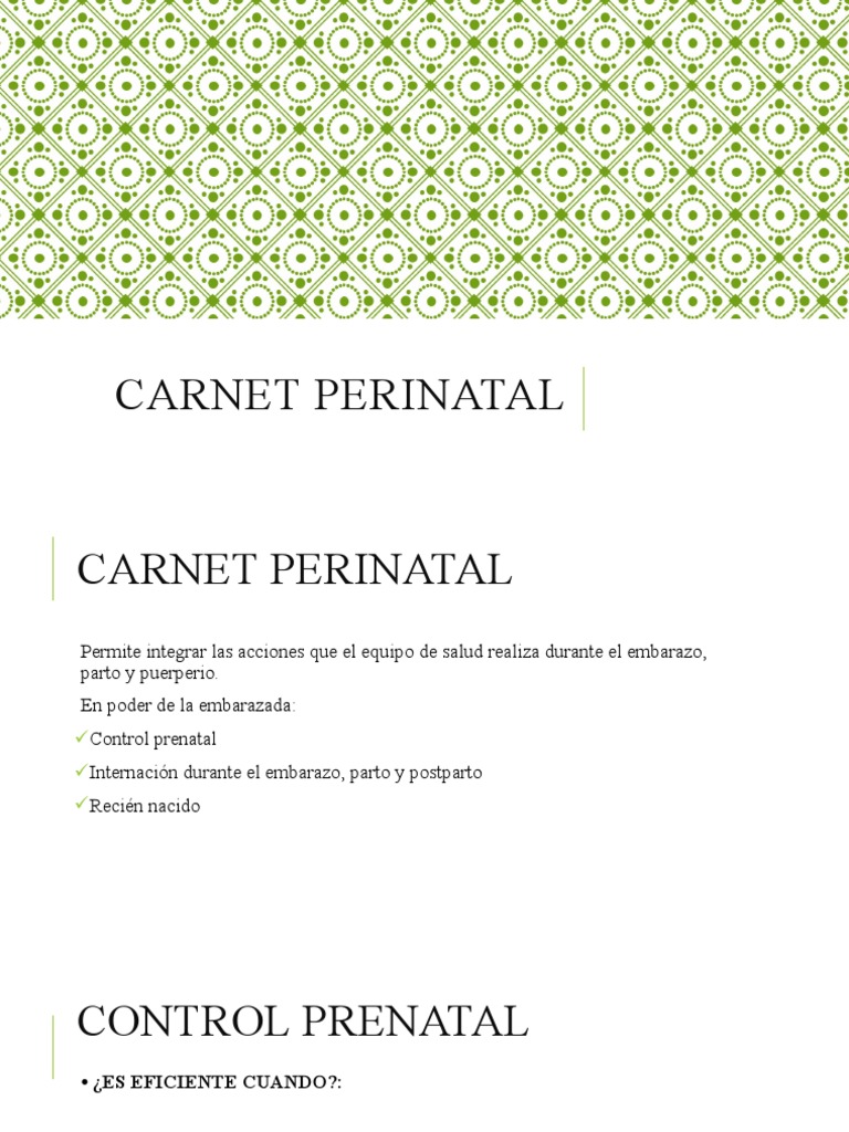 Carnet Perinatal-Control Prenatal | PDF