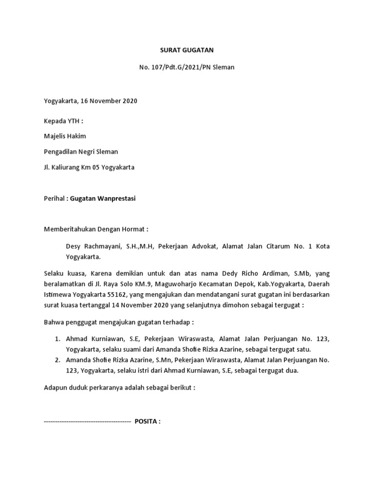 Surat Gugatan | PDF