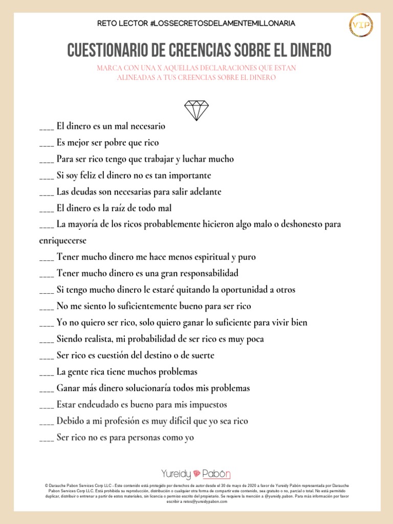 Cuestionario Creencias Del Dinero RL-LSMM | PDF