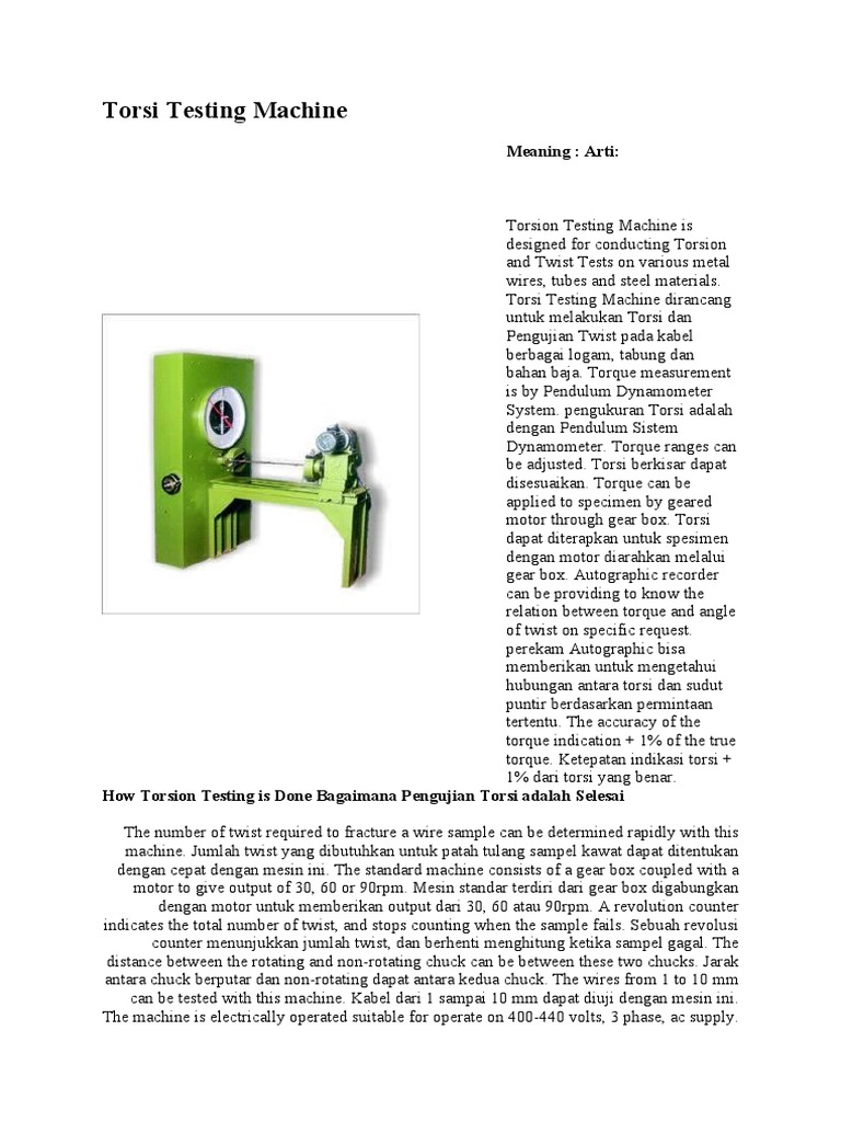 Torsi Testing Machine | PDF