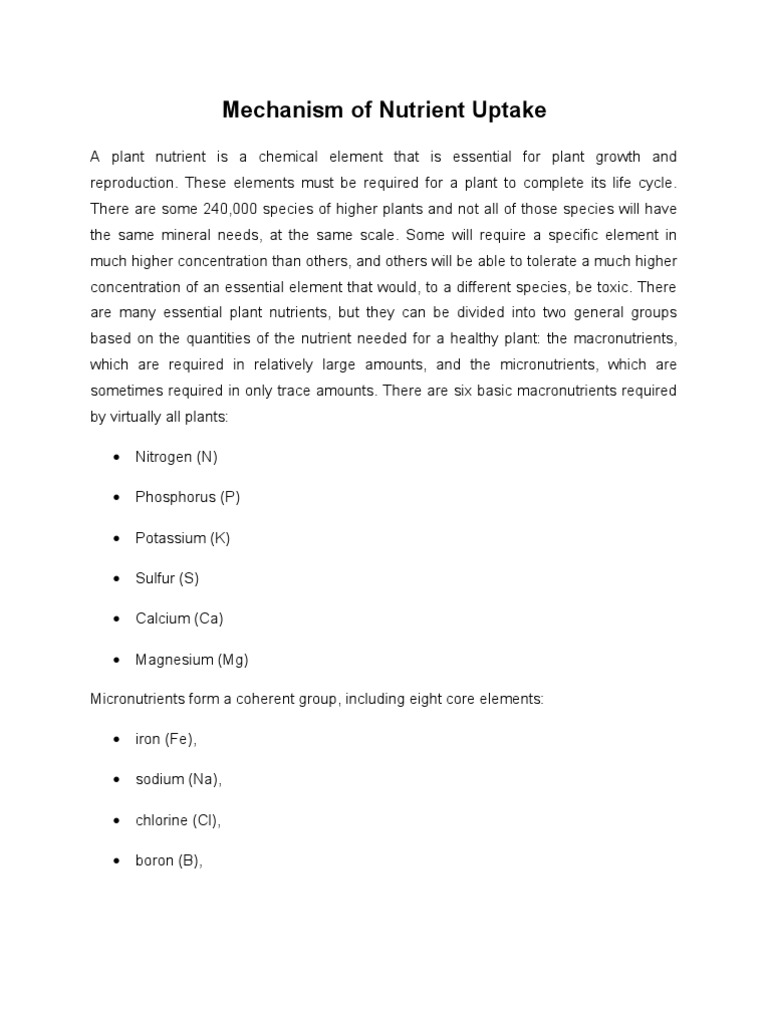 Plant Nutrient Uptake Mechanisms | PDF | Plant Nutrition | Cell Membrane