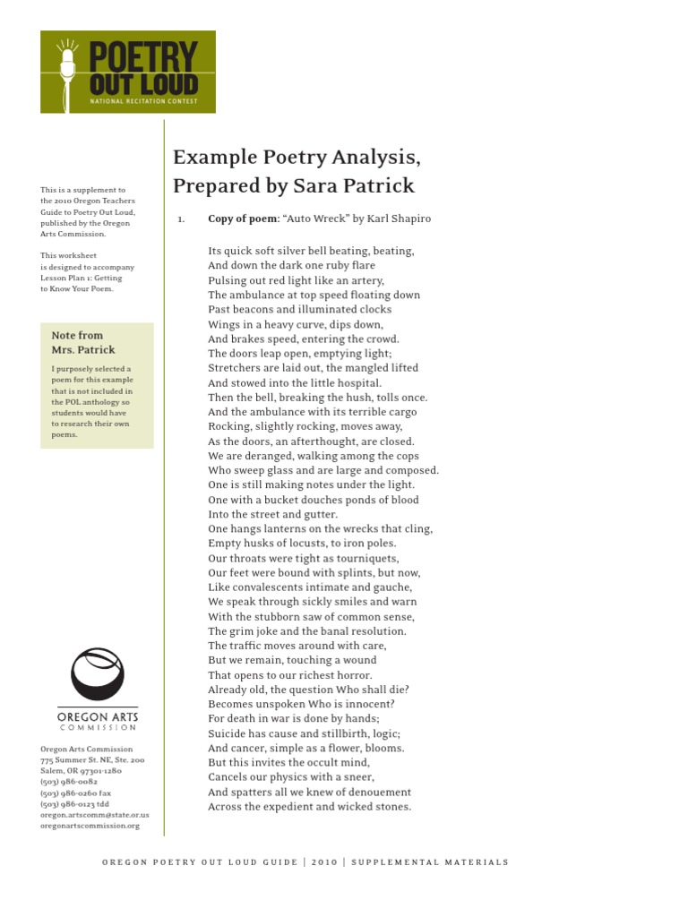 Example Poetry Analysis | Poetry