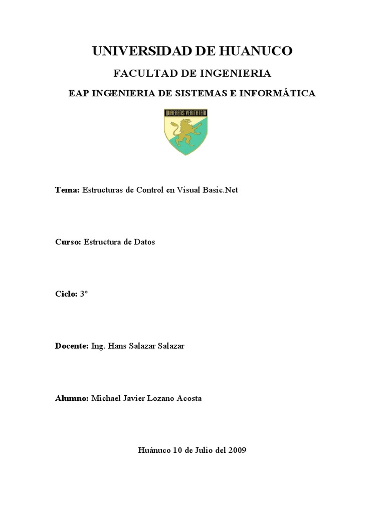 ESTRUCTURAS DE CONTROL EN VISUAL BASIC-trabajo | PDF | Flujo de control ...