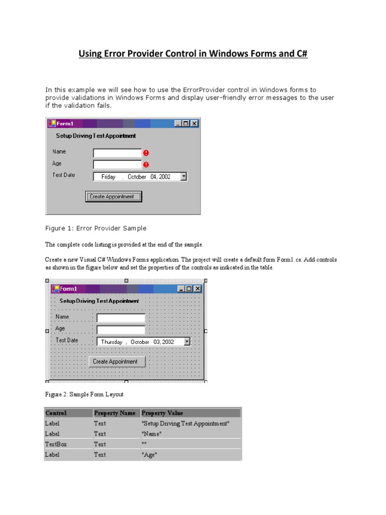 Using Error Provider Control in Windows Forms and C | PDF | Typefaces | C Sharp (Programming ...