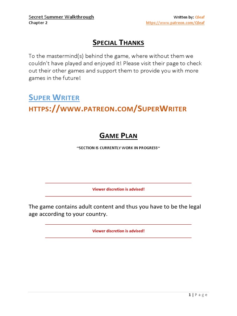 Secret Summer Vacation Walkthrough 2 | PDF
