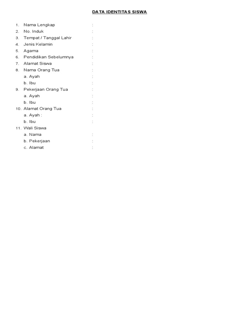 Data Identitas Siswa | PDF