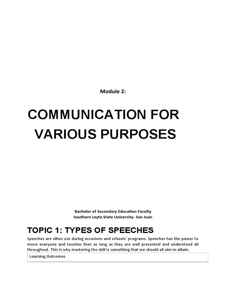 Module 2 Word | PDF | Speech | Communication