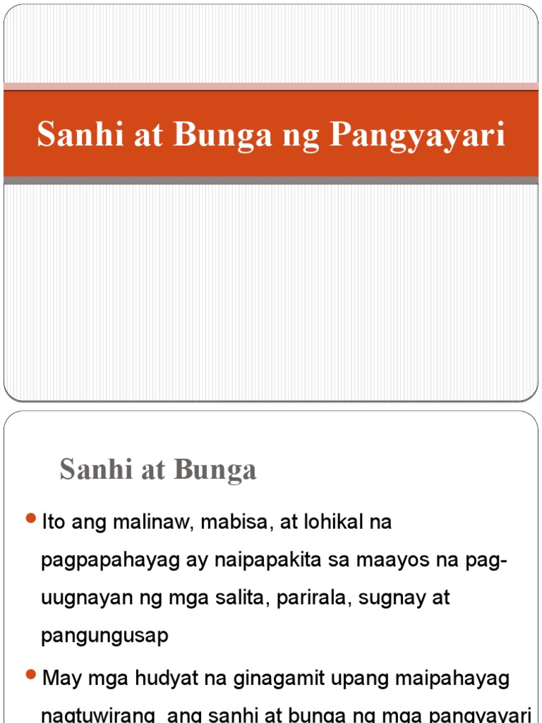 Sanhi at Bunga NG Pangyayari | PDF