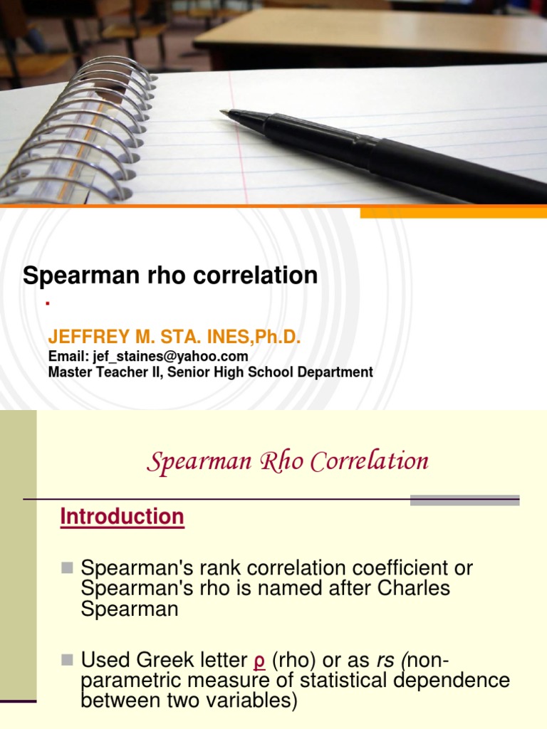 Spearmans Rho Pdf Spearmans Rank Correlation Coefficient