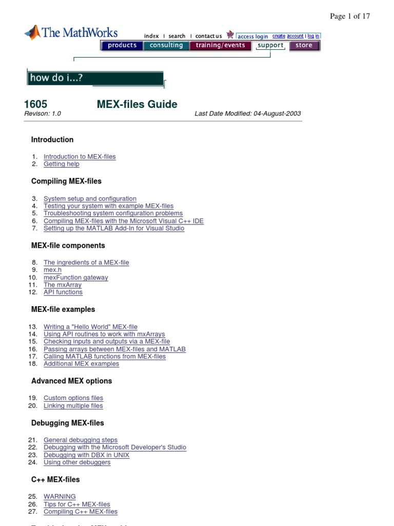 MEX-files Guide | PDF