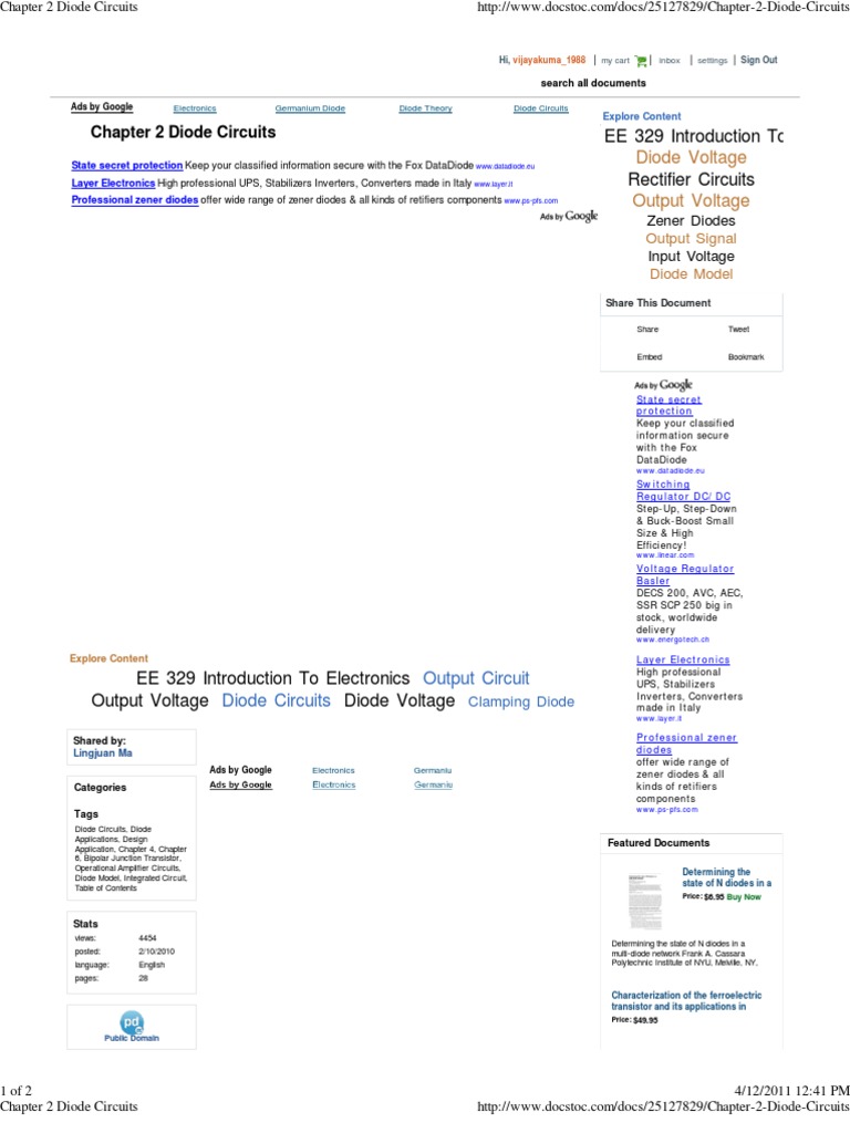 Chapter 2 Diode Circuits | PDF | Diode | Rectifier