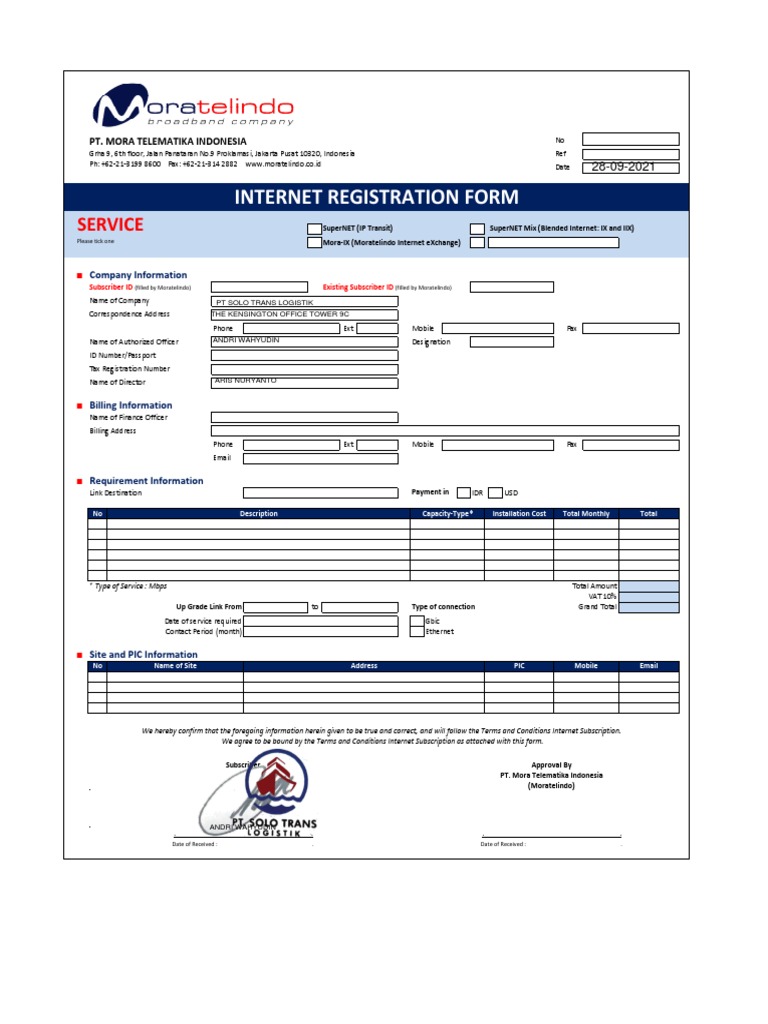 Internet Registration Form (Irf) | PDF | Internet | Communication