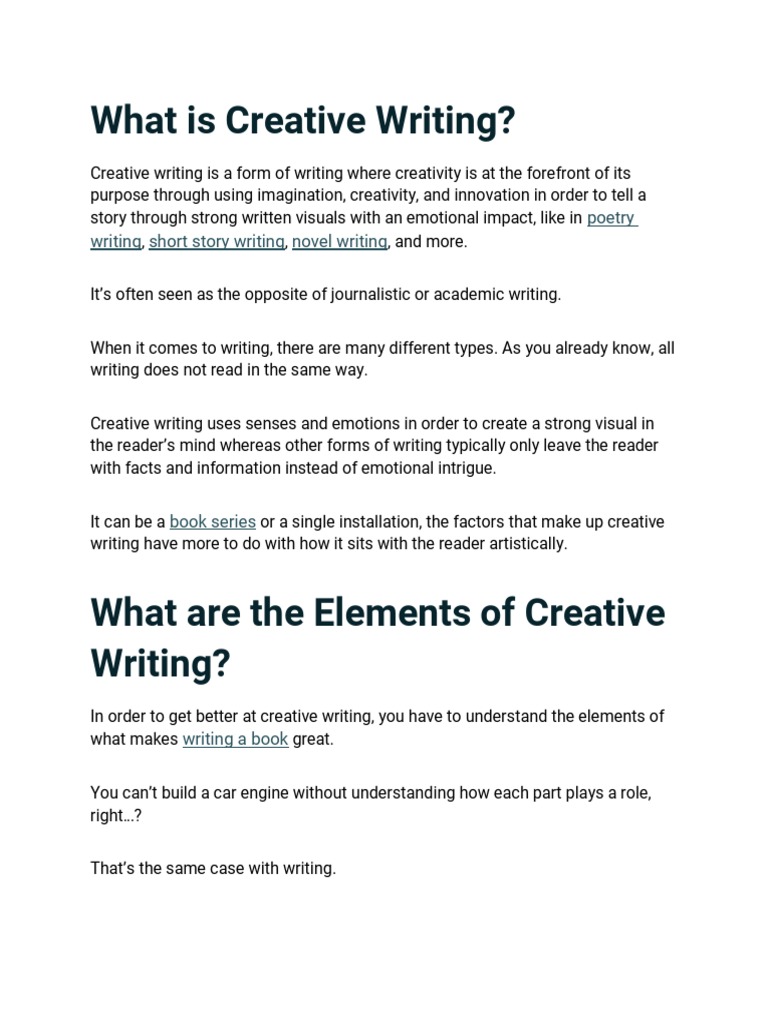 What Is Creative Writing | Download Free PDF | Narration | Communication