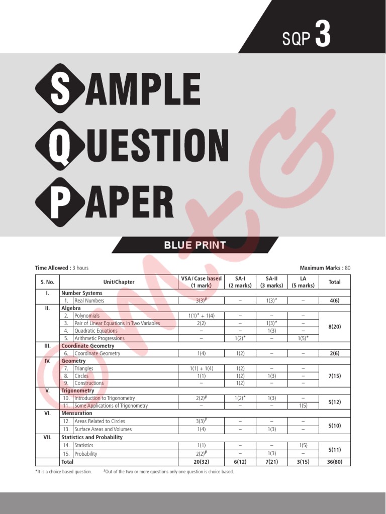 SQP-3 Maths Basic Class 10 | PDF | Quadratic Equation | Circle