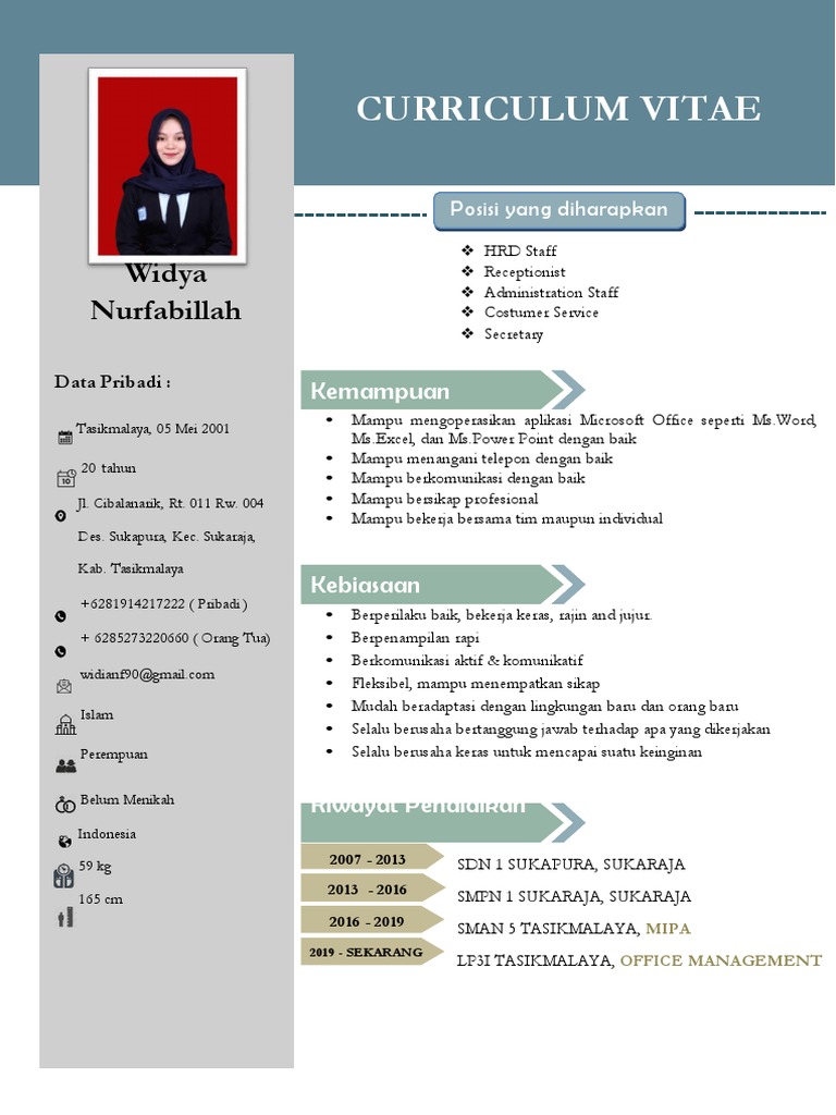 CV - Om15b - Widya Nurfabillah | PDF