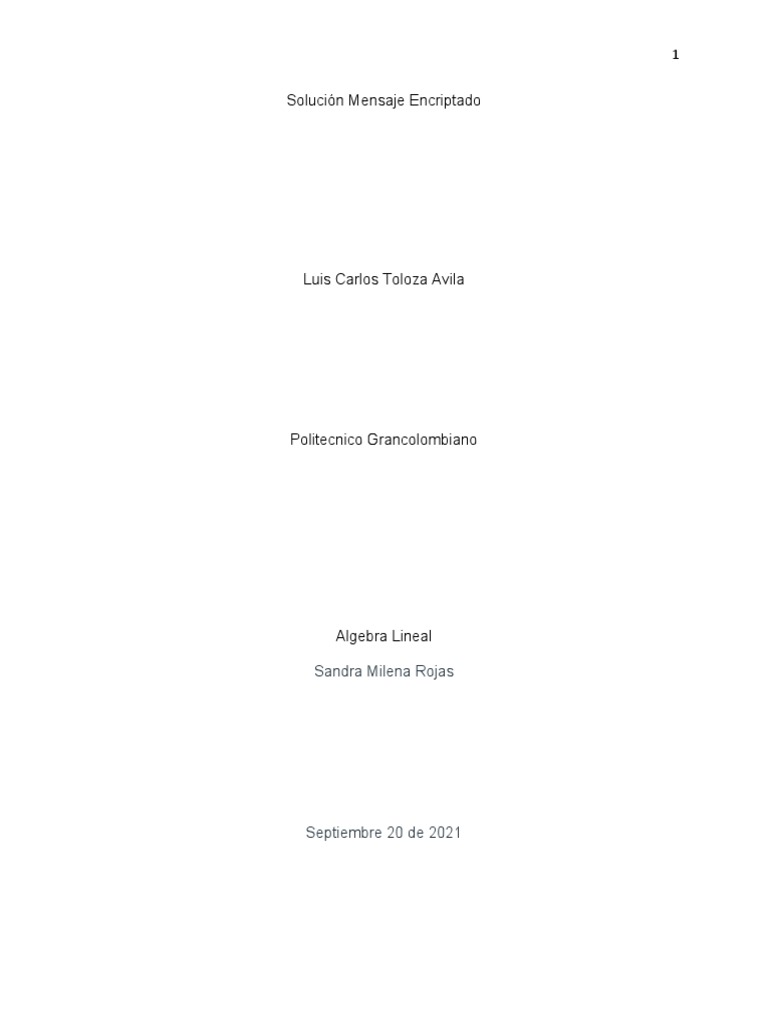 Solucion Mensaje Encriptado Semana 3 AL | PDF