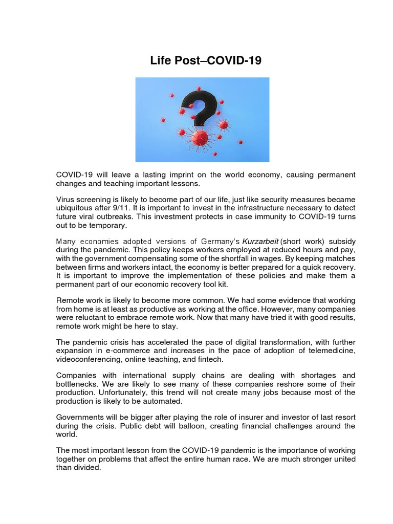 Life Post-COVID - Reading | PDF | Social Science
