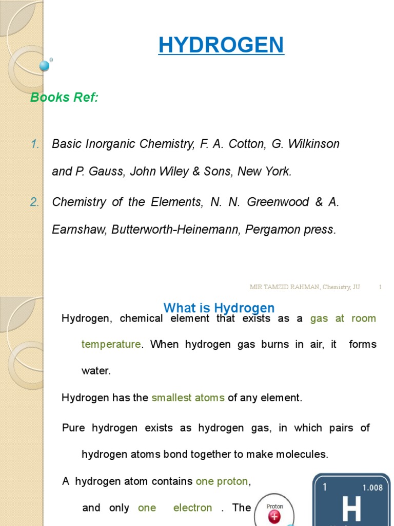 Hydrogen: Books Ref | PDF | Deuterium | Hydrogen