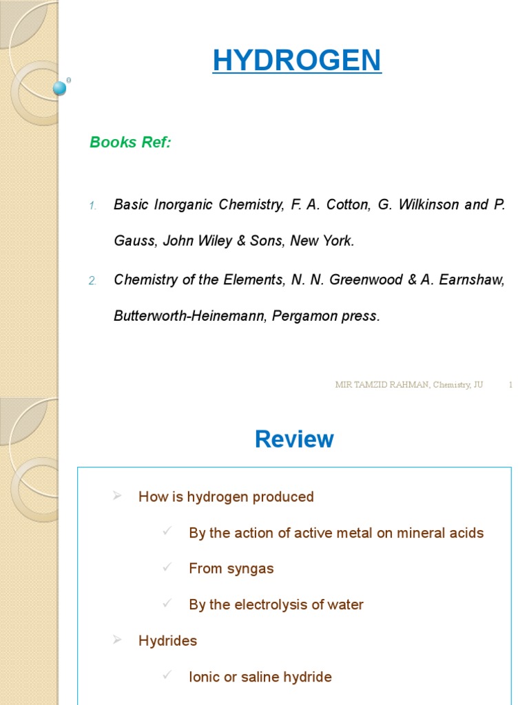 Hydrogen: Books Ref | PDF | Chemical Bond | Hydrogen Bond