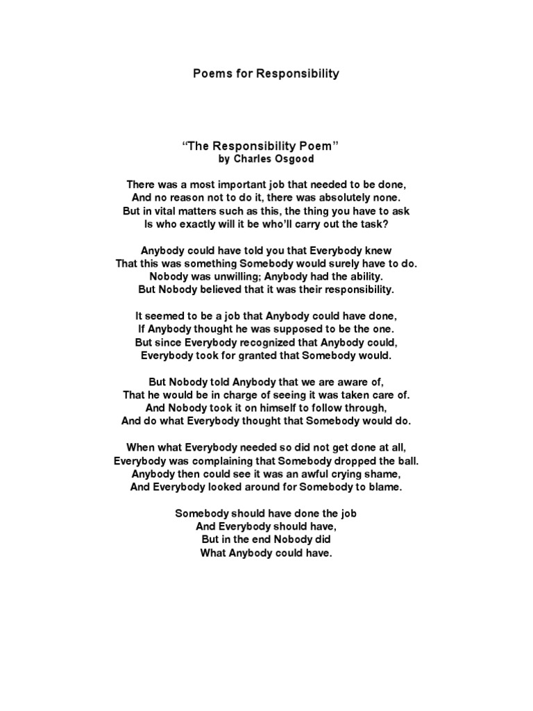 Responsibility Poems | PDF