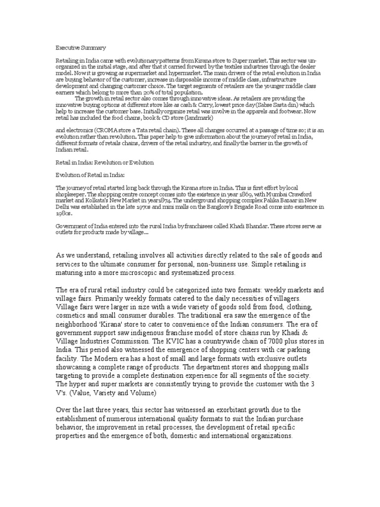 Executive Summary | PDF | Supermarket | Retail