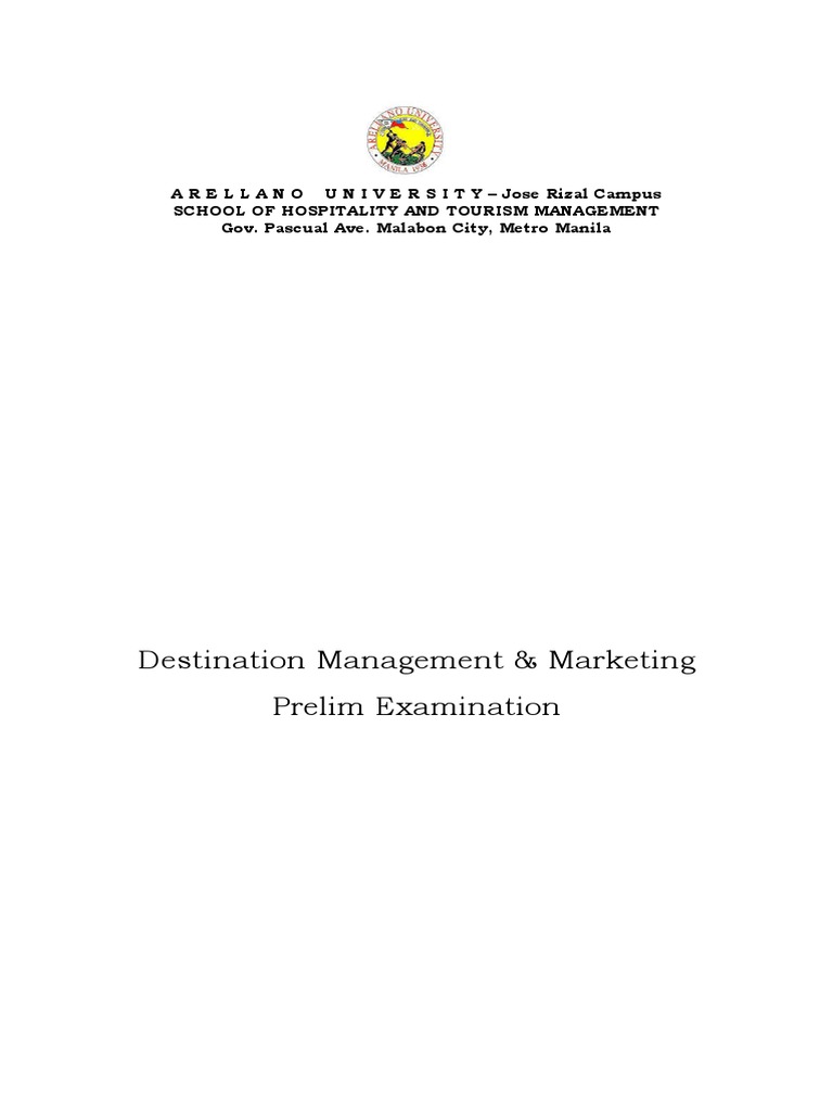 Destination Management & Marketing Prelim Examination | PDF | Customer ...