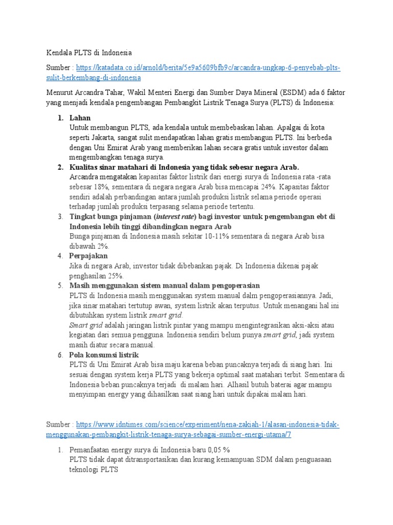 Kendala PLTS Di Indonesia | PDF