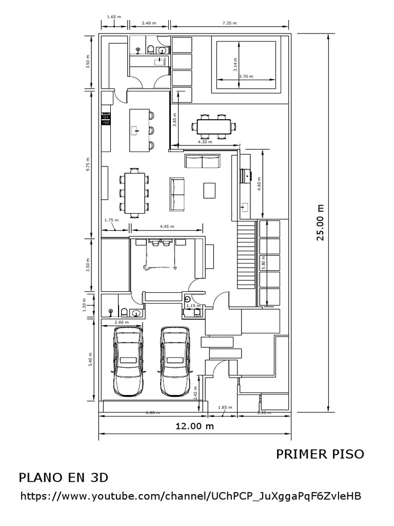 Plano de 12x25 Metros (Primer Piso) | PDF