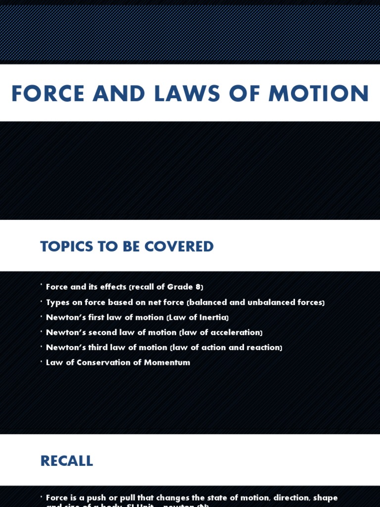 Force and Laws of Motion | PDF | Force | Newton's Laws Of Motion
