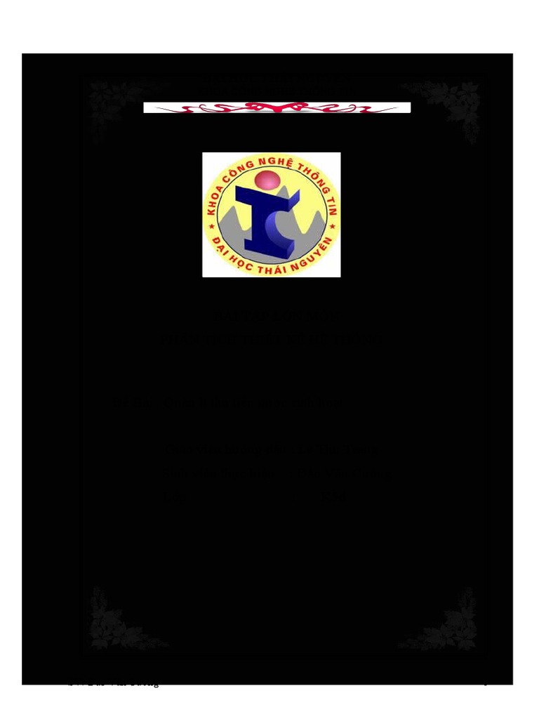 123doc Bai Tap Lon Mon Phan Tich Thiet Ke He Thong Quan Ly Thu Tien Nuoc Sinh Hoat | PDF
