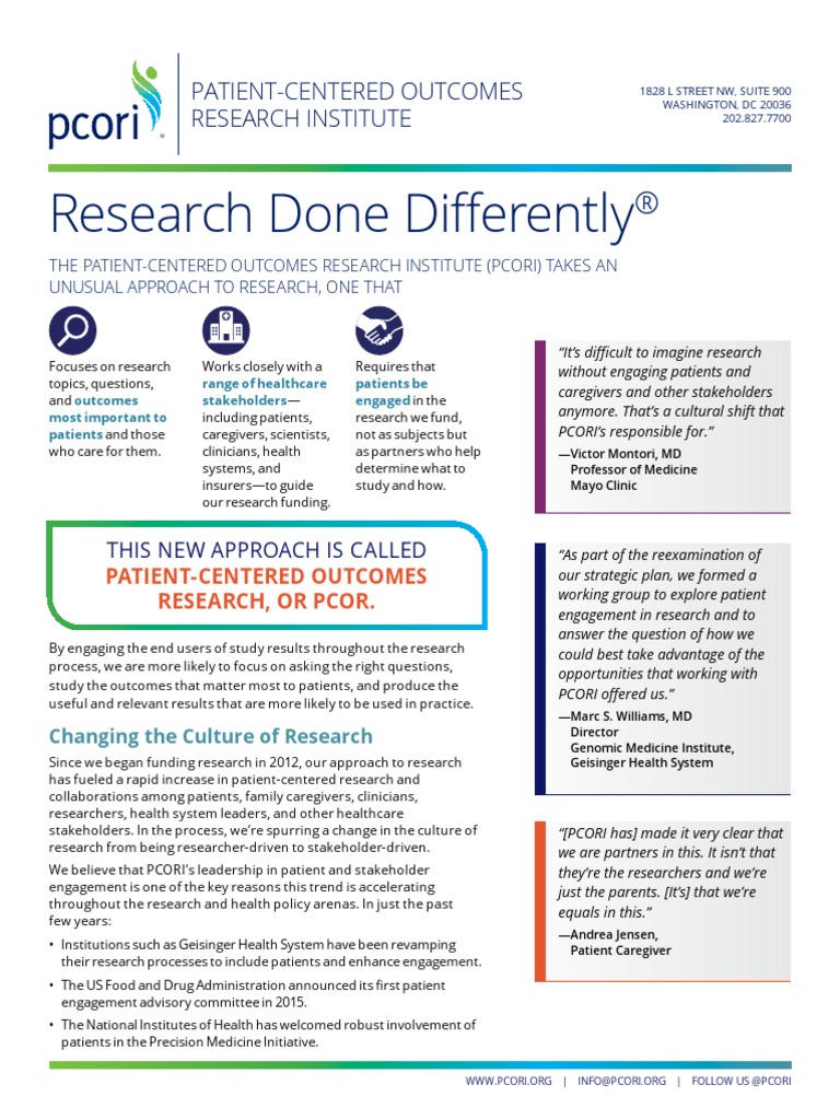 PCORI Research Done Differently | PDF | Health Care | Patient