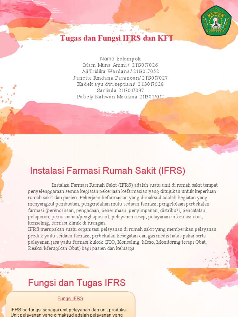 Tugas Dan Fungsi IFRS Dan KFT | PDF | Pengembangan Diri | Kesehatan Holistik