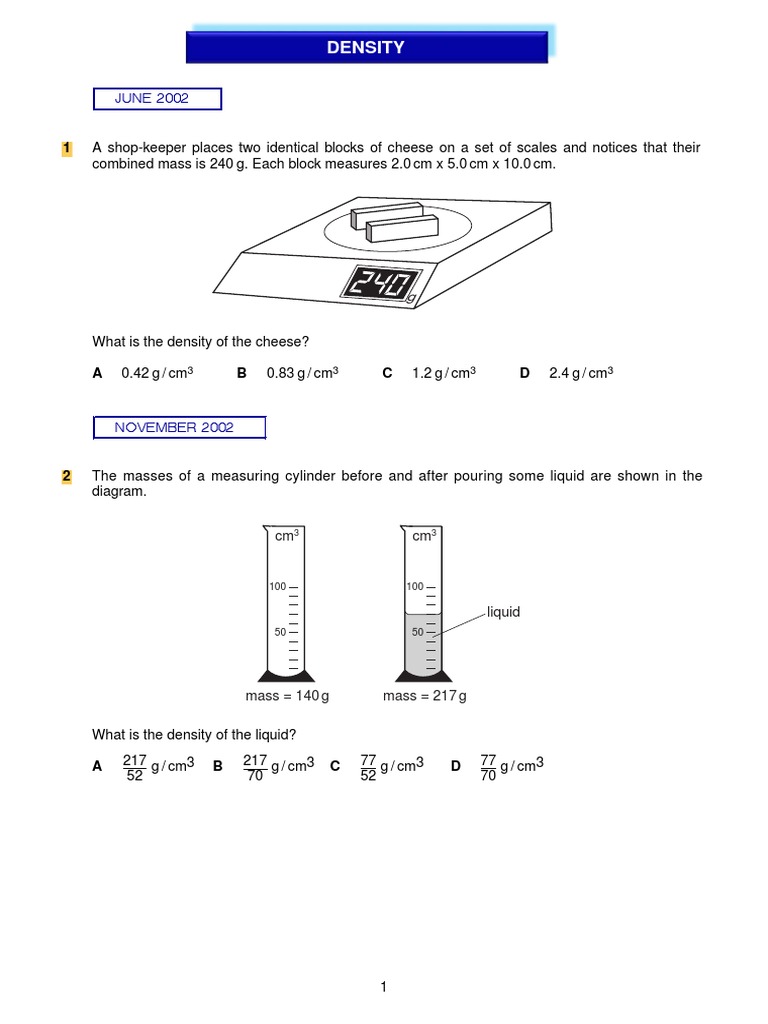 IGCSE Physics Density | PDF | Density | Volume