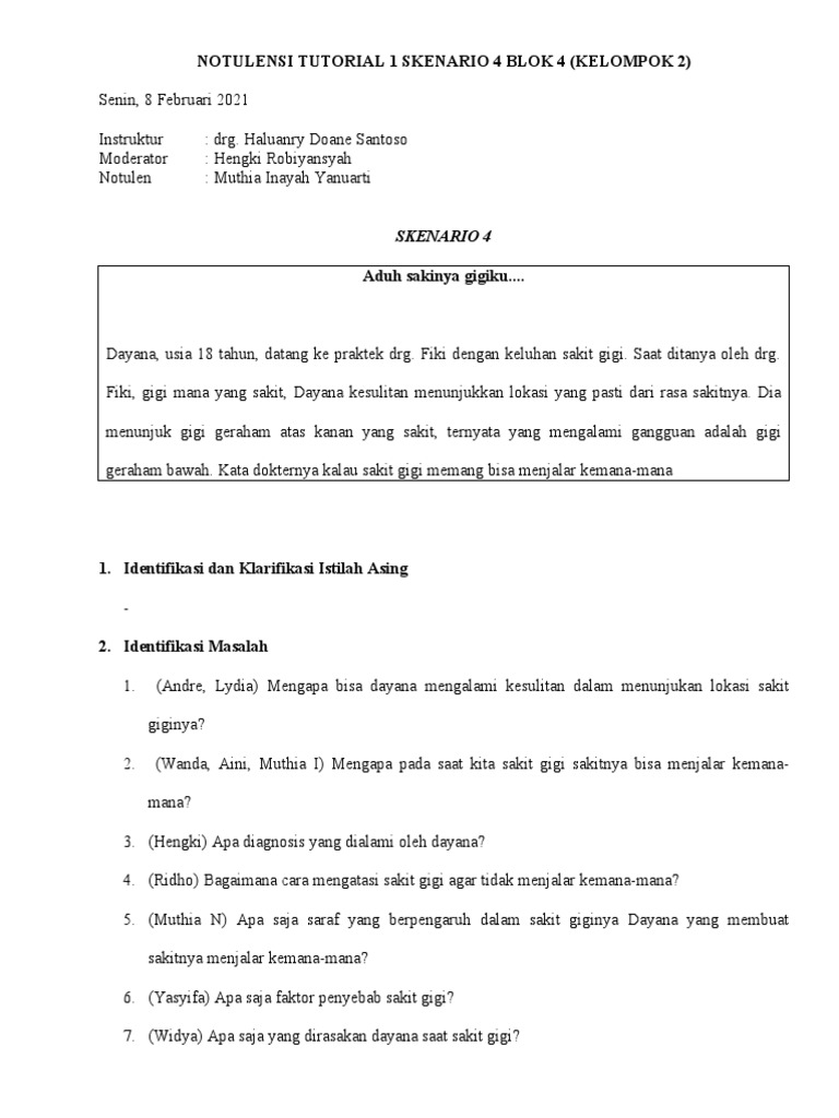 Notulensi Tutorial 2 Skenario 4 | PDF