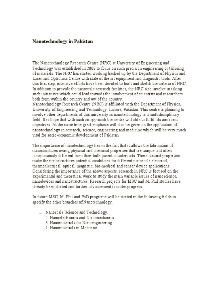 Nanotech Advancements in Pakistan | PDF | Nanotechnology | Microscope