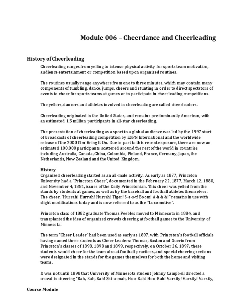 Week 008-Module 008-Cheerdance | PDF | Cheerleading | Sports