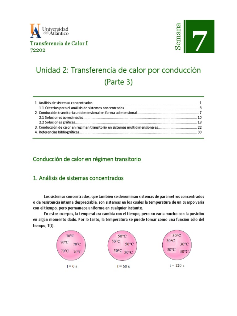 Semana 7. Unidad 2 - Parte 3. | PDF | Conduccion termica | Calor