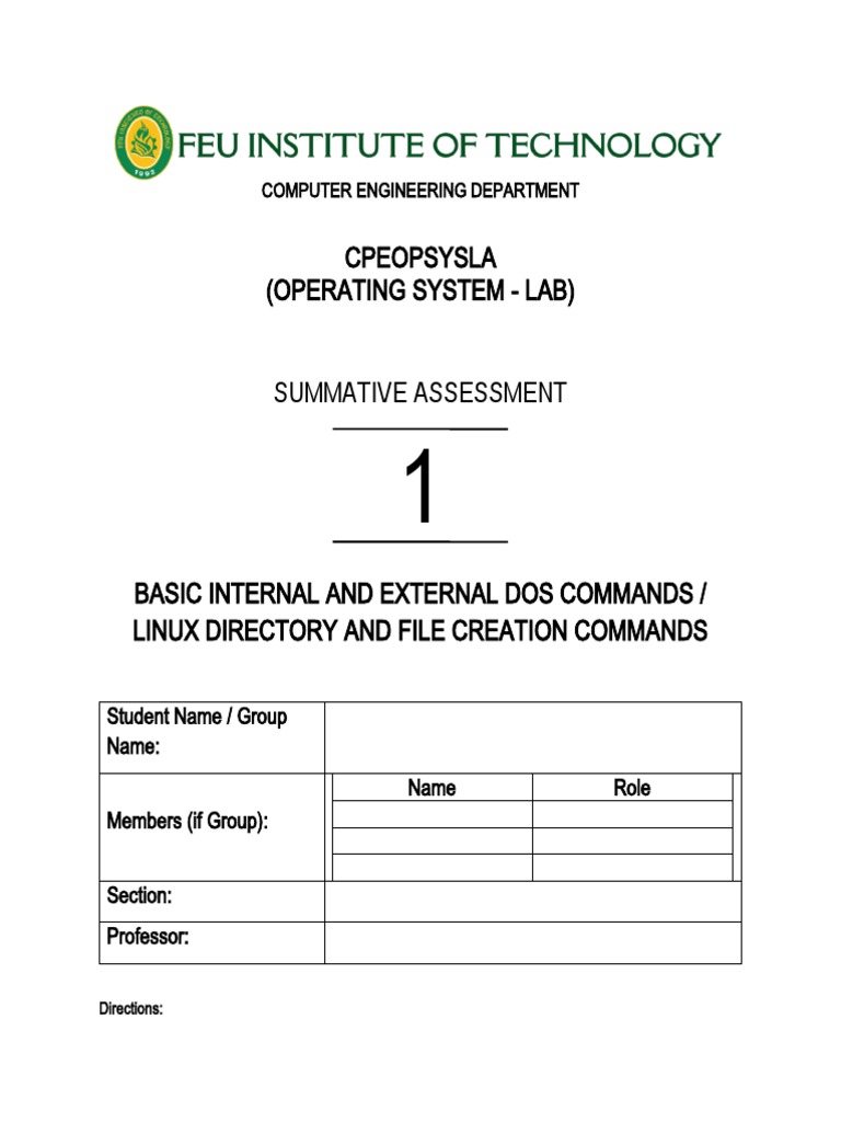 (Sa1-Summative) - Basic Dos Internal and External Commands Linux Directory and File Creation ...