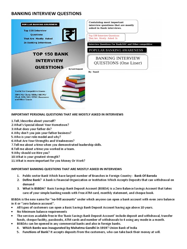 Essential Banking Interview Questions | PDF | Banks | Reserve Bank Of India