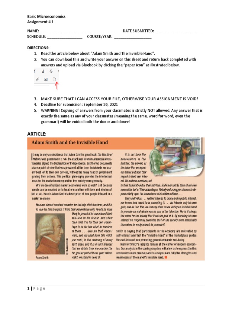Adam Smith's Invisible Hand Principle | PDF