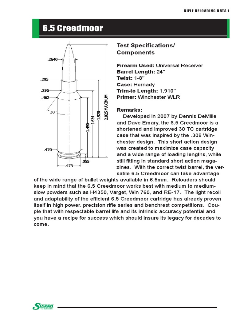 6.5 Creedmoor: Test Specifications/ Components | PDF | Tools | Applied ...