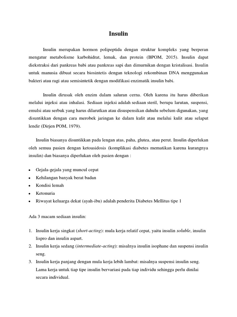 Jenis dan Penggunaan Insulin dalam Diabetes | PDF | Kesehatan Holistik