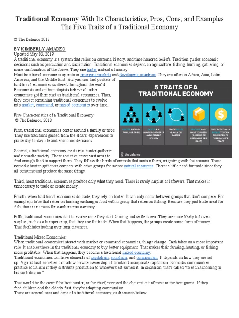 The Five Traits of A Traditional Economy: Traditional Economy With Its ...